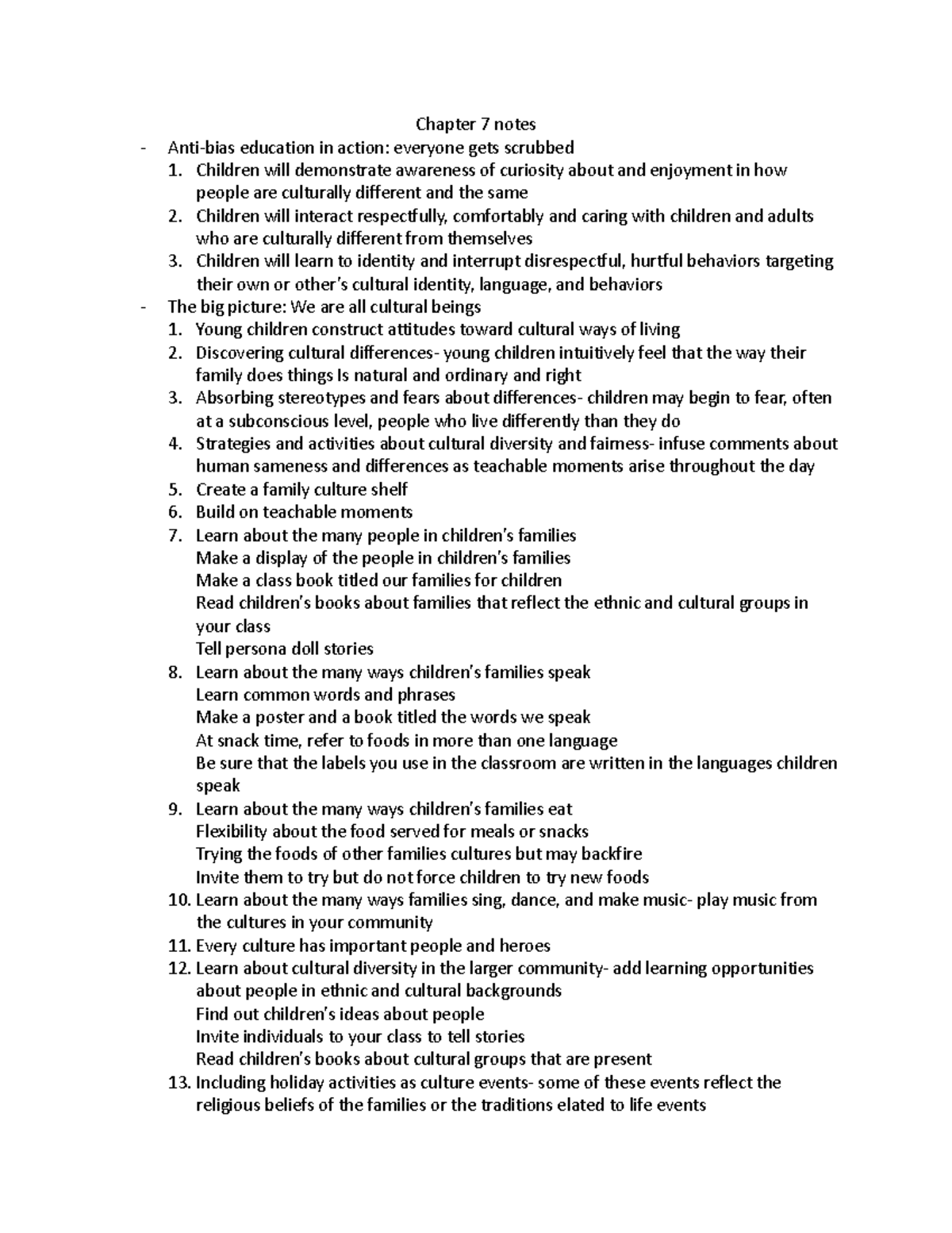 Chapter 7 notes - Chapter 7 notes Anti-bias education in action ...