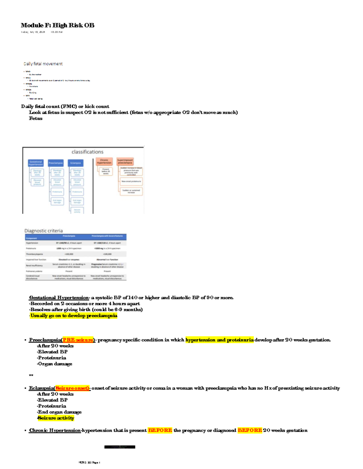 Module F High Risk OB Part 1. pdf - Daily fetal count (FMC) or kick ...