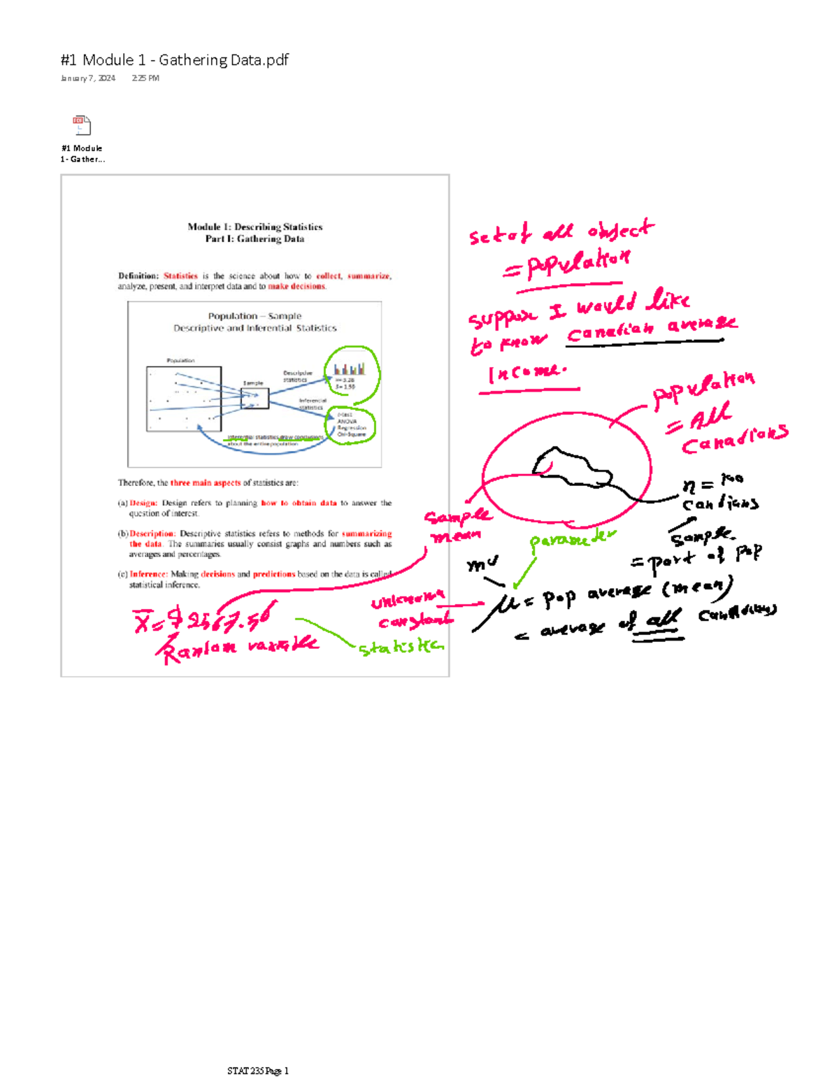 Completed Lecture #1 - STATS 141/151 - #1 Module 1 - Gather... #1 Module 1 - Gathering Data ...