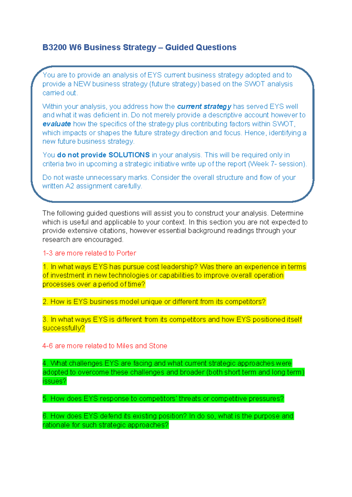 B3200 W6 Business Strategy Guided Questions - B3200 W6 Business ...