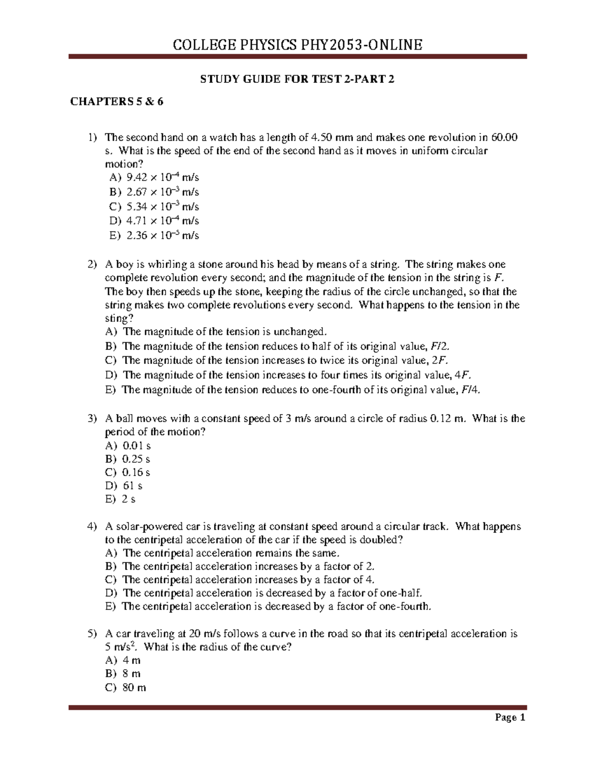 College Physics 12 - Notes - COLLEGE PHYSICS PHY2053-ONLINE Page 1 ...