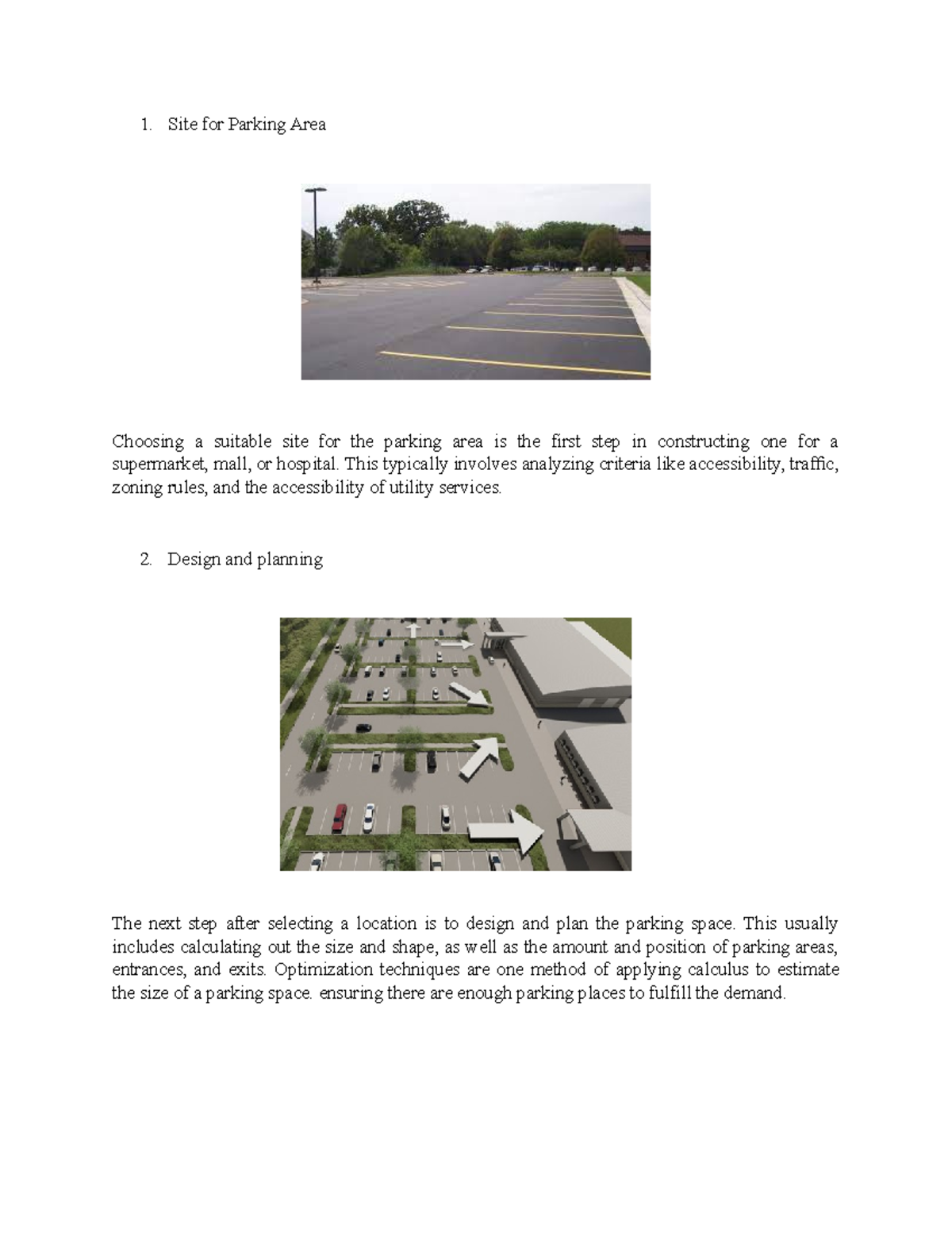 Optimization Of Parking Car - Site for Parking Area Choosing a suitable ...