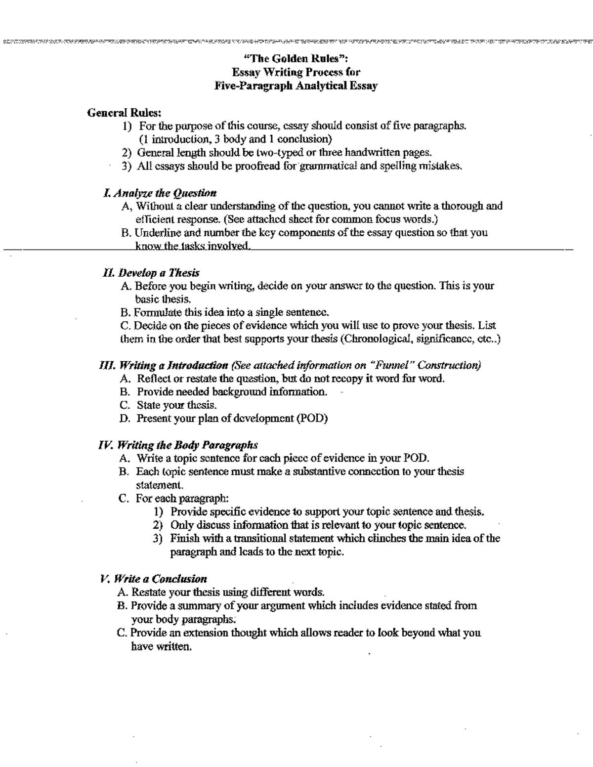 Golden rules - "The Golden Rules': Essay Writing Process for Five ...