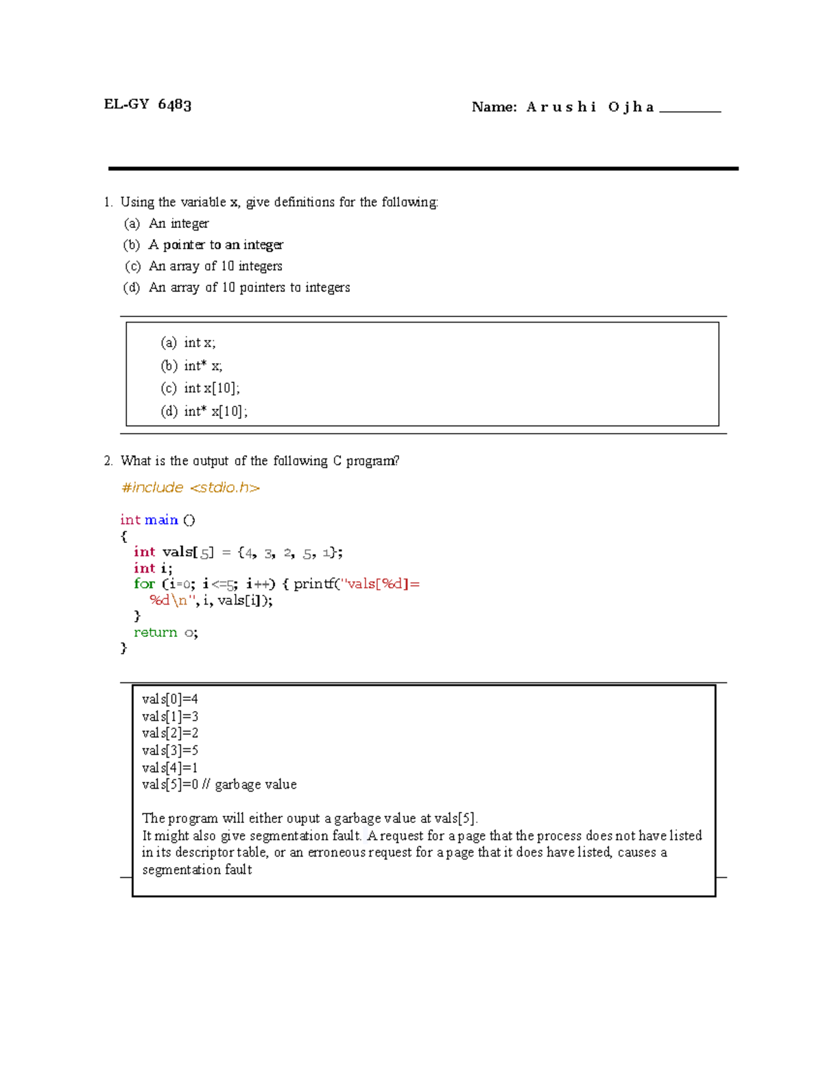 ECE6483 Assignment 1-converted - EL-GY 6483 Name: A r u s h i O j h a Using the variable x, give ...