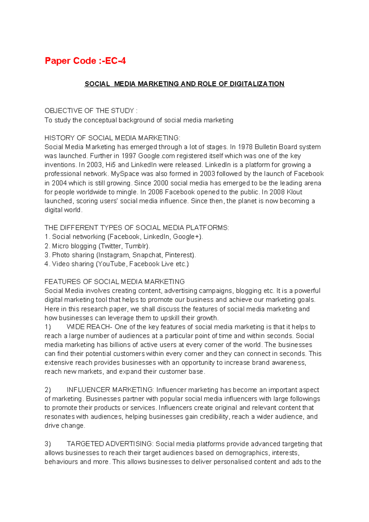 Paper CODE EC-4 - Notes for graduates students - Paper Code :-EC ...