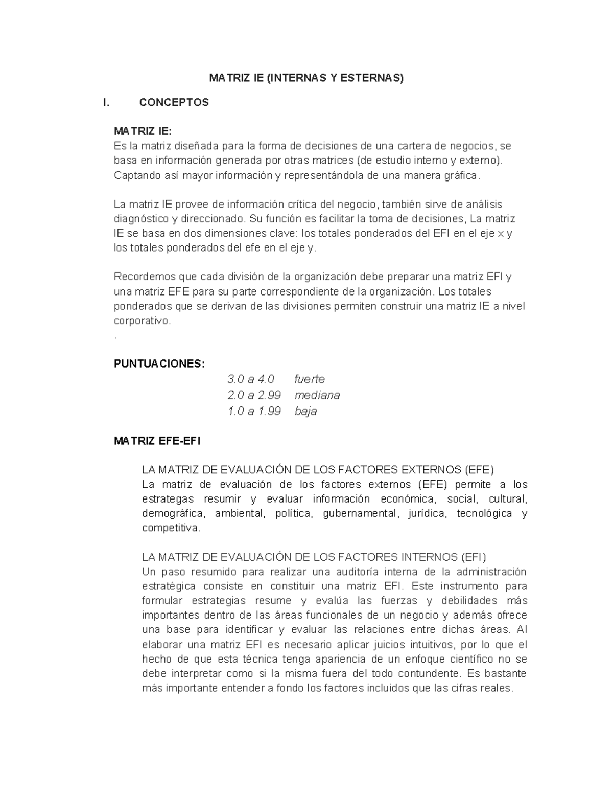 241899418 Matriz IE d docx - MATRIZ IE (INTERNAS Y ESTERNAS) I ...
