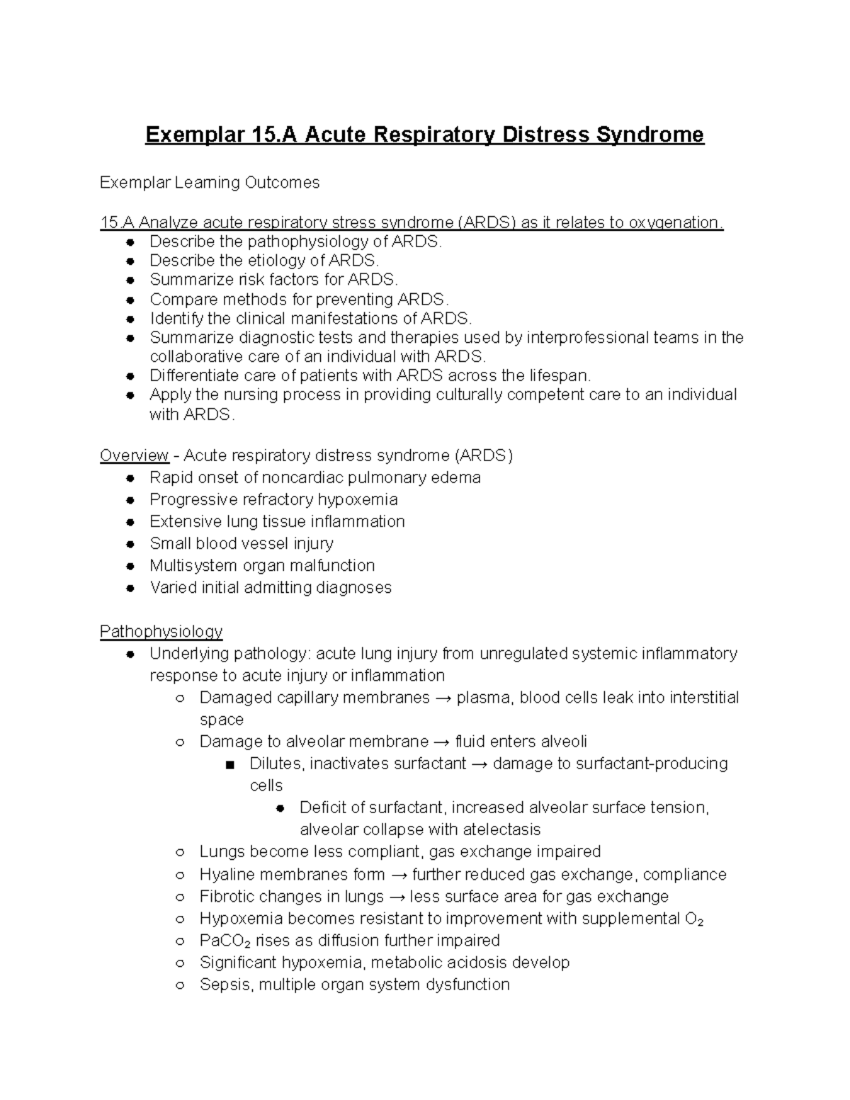 ARDS - ARDS lecture - Exemplar 15 Acute Respiratory Distress Syndrome ...