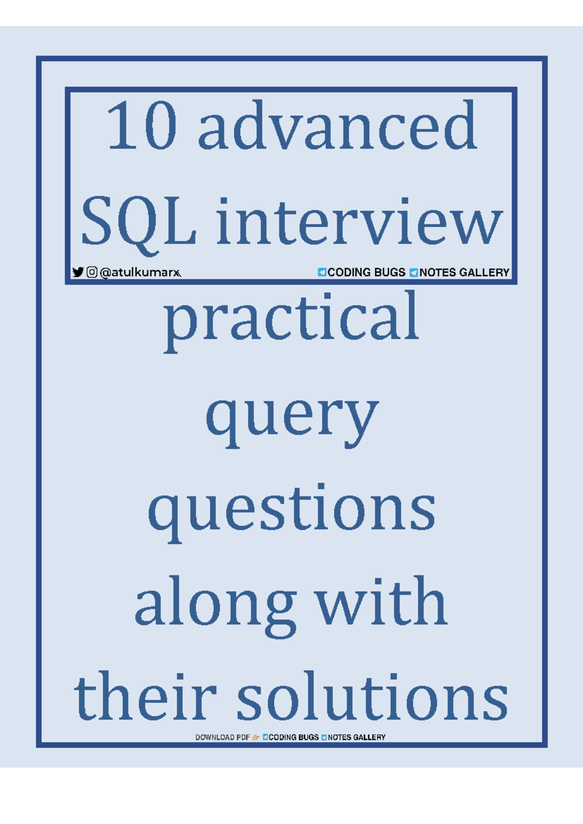 10 Advance SQL Interview Query - 1 0 advanced SQL interview practical query questions along with ...