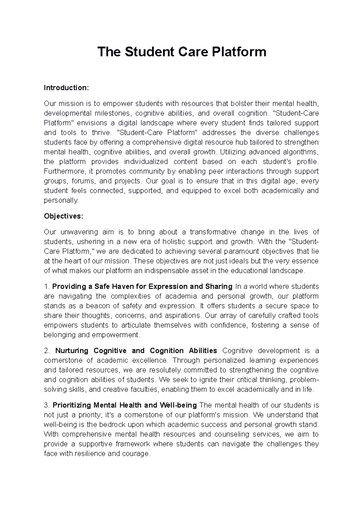 Student Care Platform need edit - The Student Care Platform ...