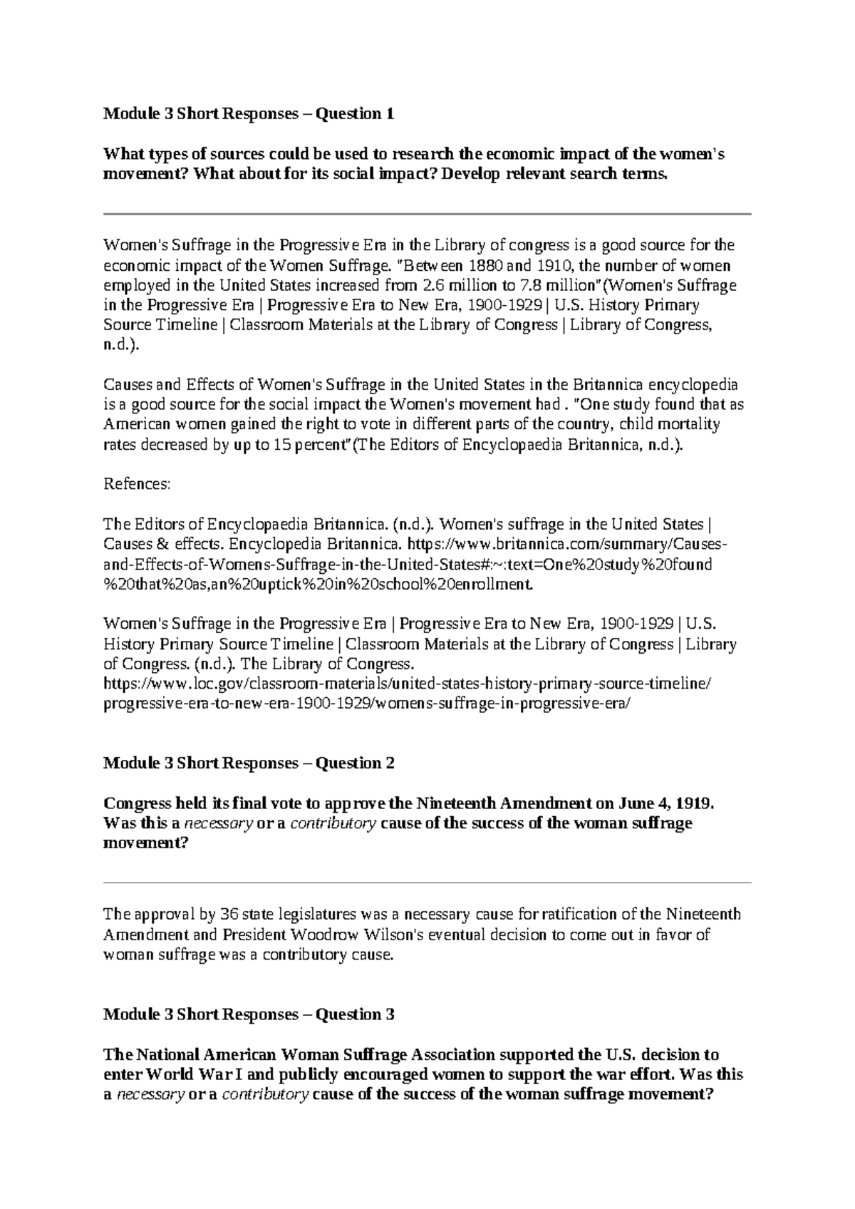 HIS 200 Applied History Module 3-2 - Module 3 Short Responses ...