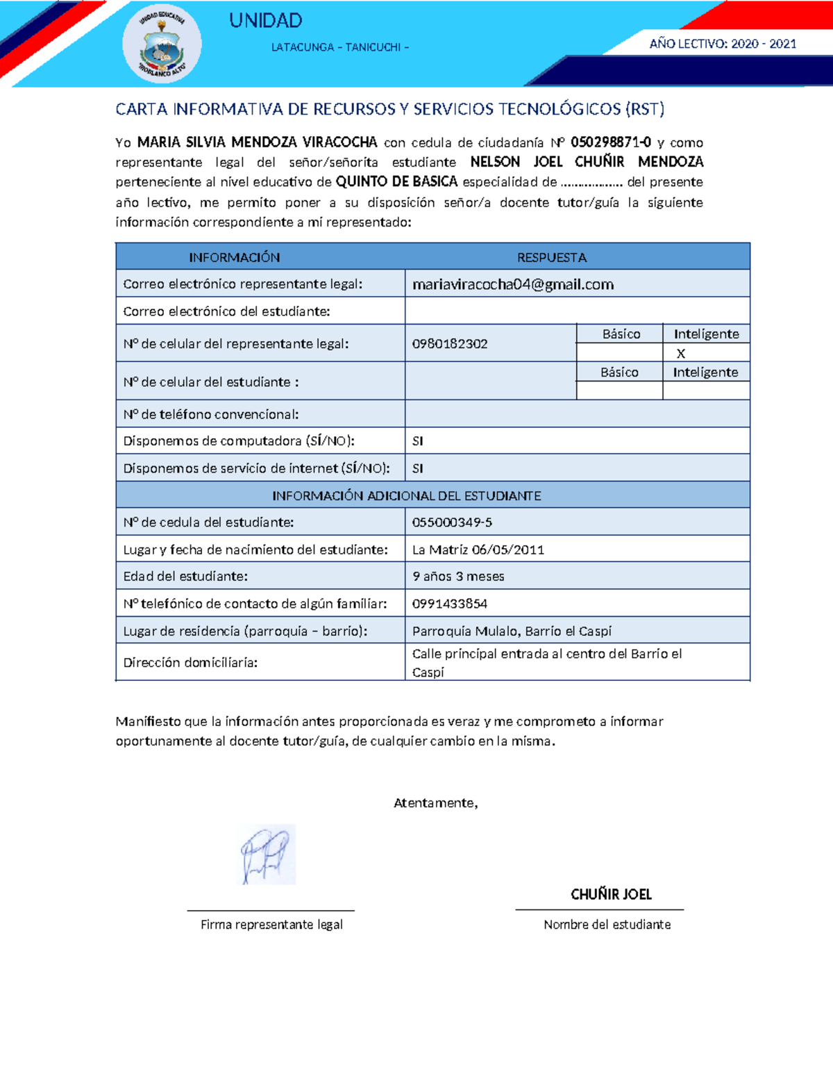 Carta información RST 2021 JOEL 06 - CARTA INFORMATIVA DE RECURSOS Y ...