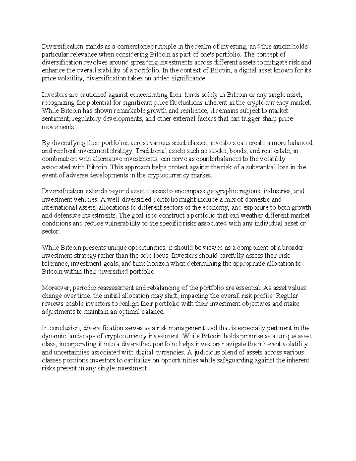 C Financial Analysis - Diversification stands as a cornerstone ...