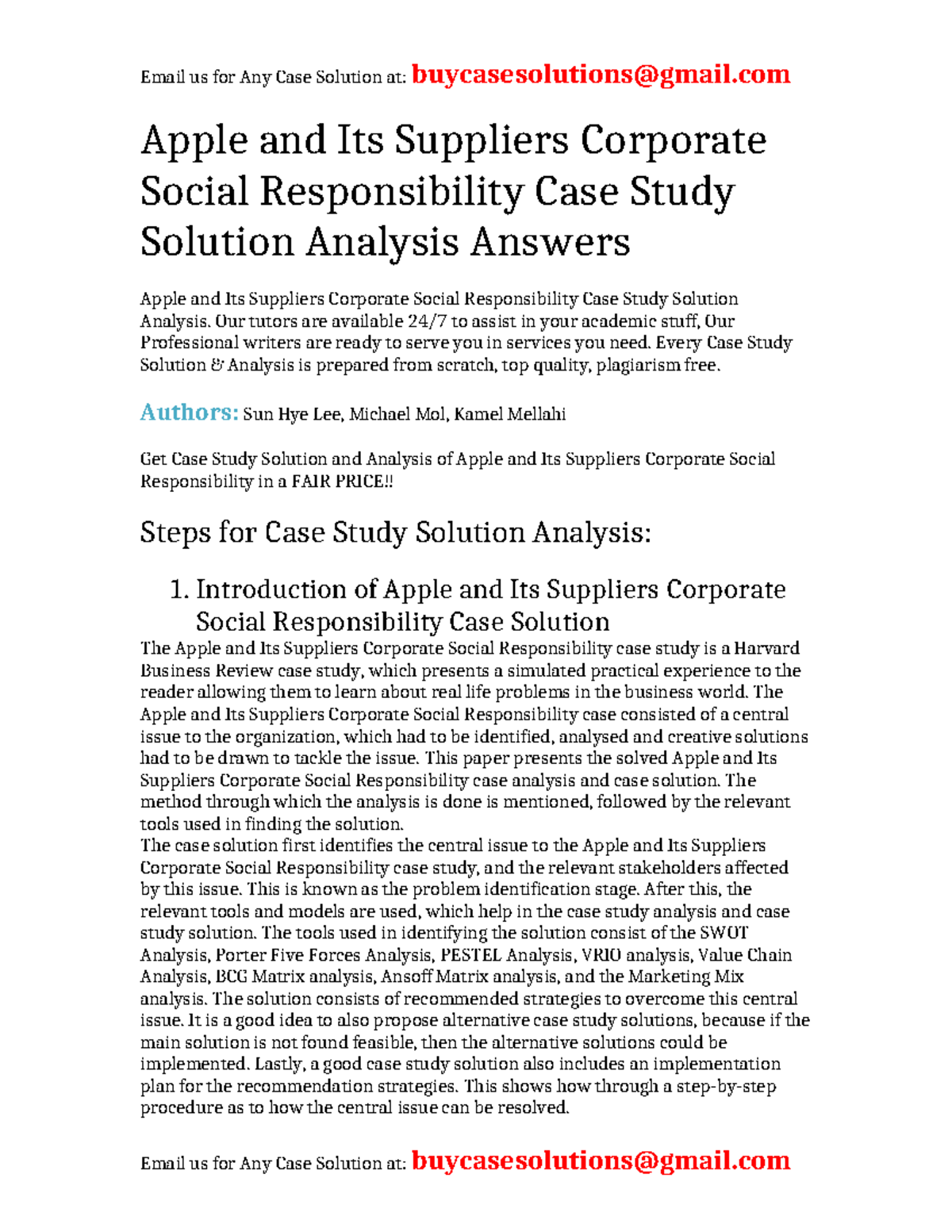 Case Solution Apple and Its Suppliers Corporate Social Responsibility ...