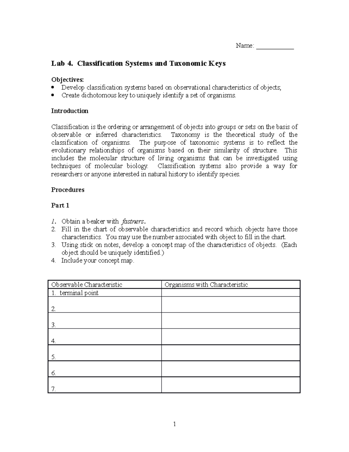 Lab 4 Classification of Mollusks - Name: ___________ Lab 4 ...