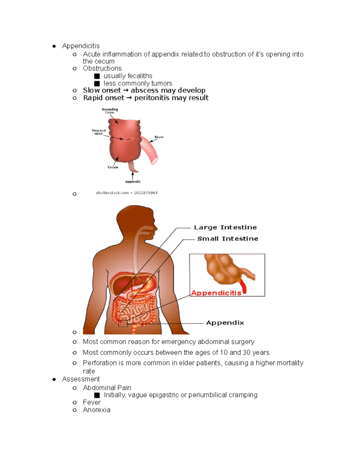 Appendicitis - Medsurg 1 notes McWeeney - Appendicitis Acute ...