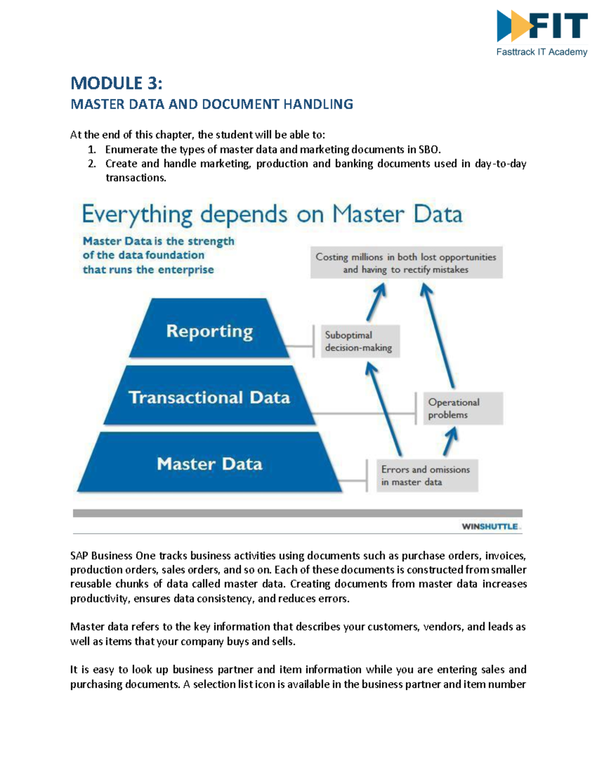 Module 3 - Master Data and Document Handling - MODULE 3: MASTER DATA ...