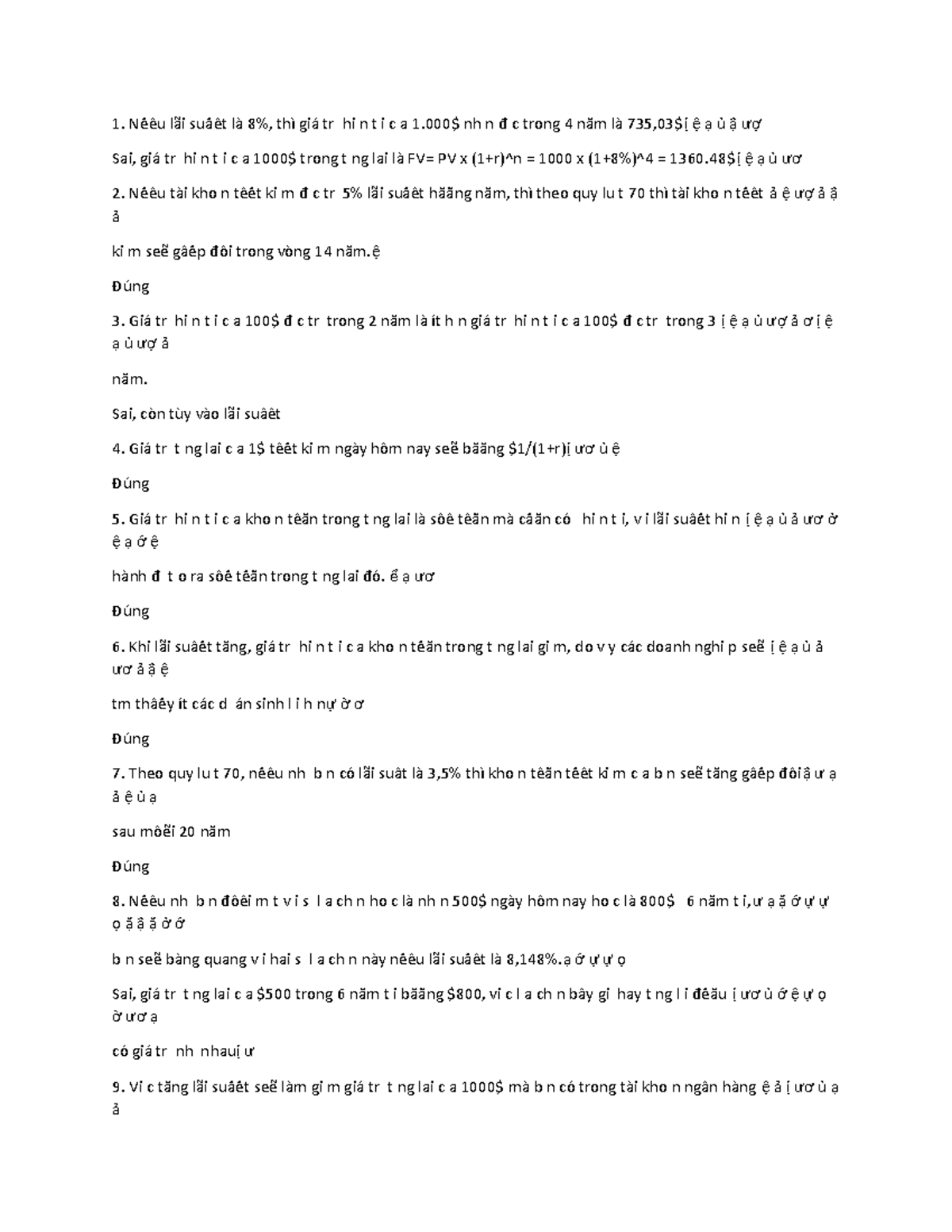 Bt mẫu c14 15 16 - bt ch 14 15 16 - Nếếếếu lãi suấếếết là 8%, thì giá tr hi n t i c a 1$ nh n đ ...