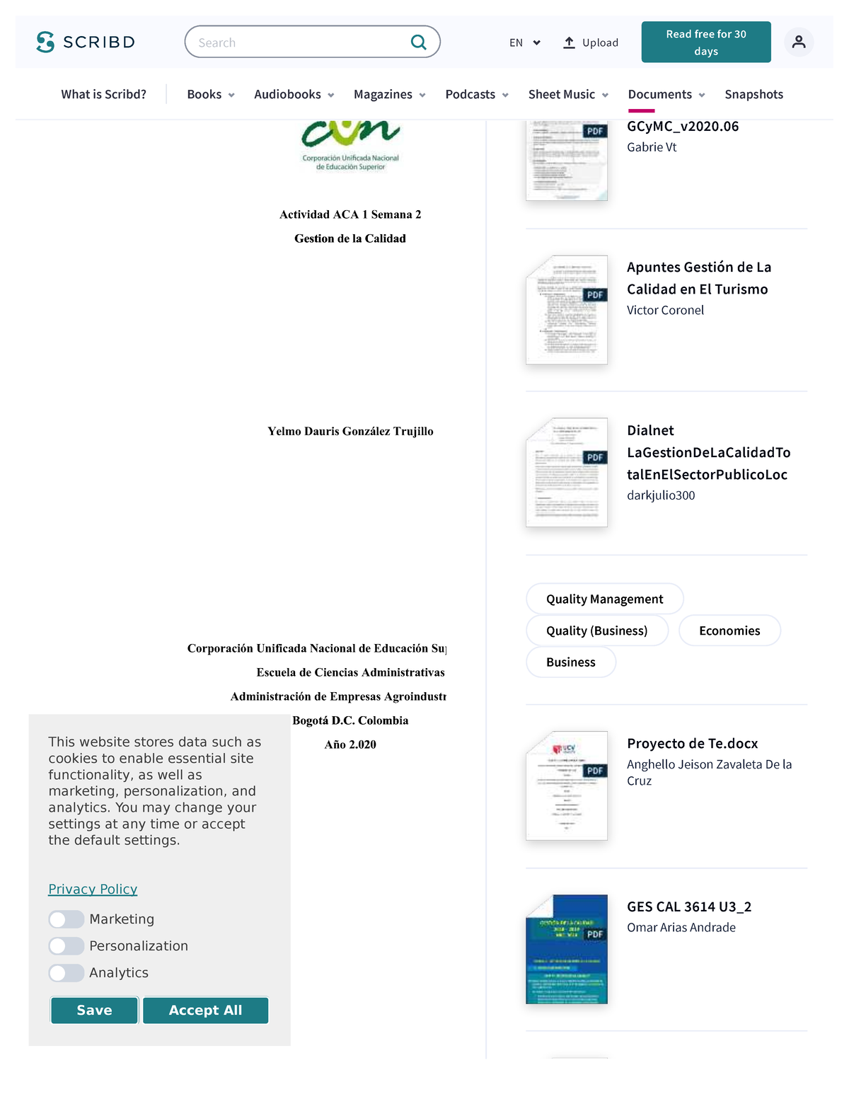 Pdf-aca-1-gestion-de-calidad compress - You might also like Programa Curso GCyMC_v2020. Gabrie ...