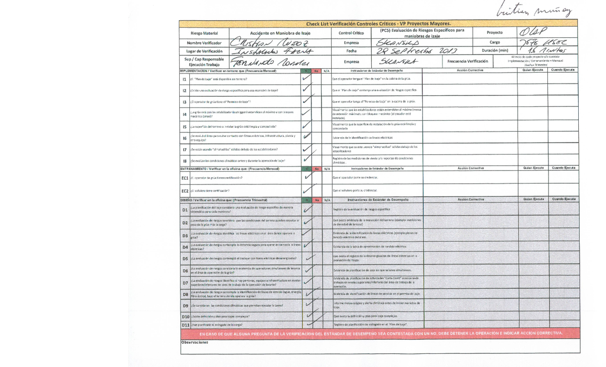 LVRM (R1-PC5) Evaluación de Riesgos Específicos para maniobras de izaje ...