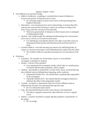 Statistics Chapter 4 Notes - Statistics Chapter 4 Notes Arithmetic Mean ...