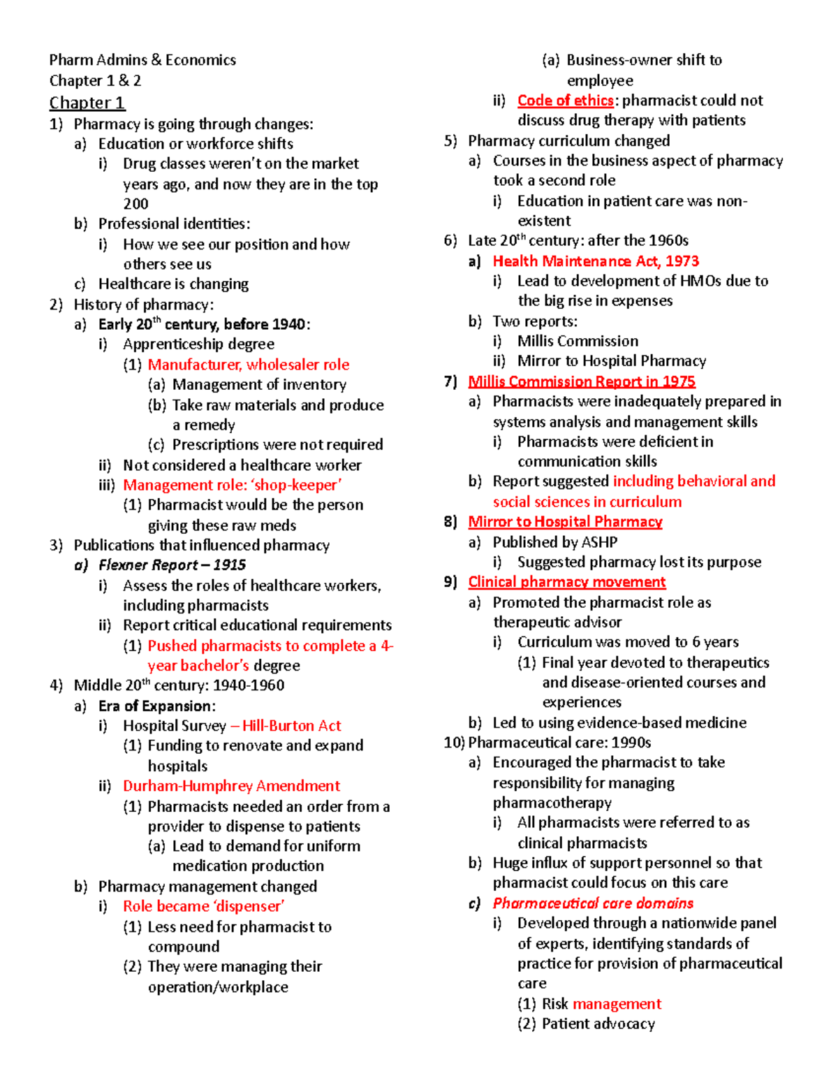 Admin Exam One Notes - Pharm Admins & Economics Chapter 1 & 2 Chapter 1 ...
