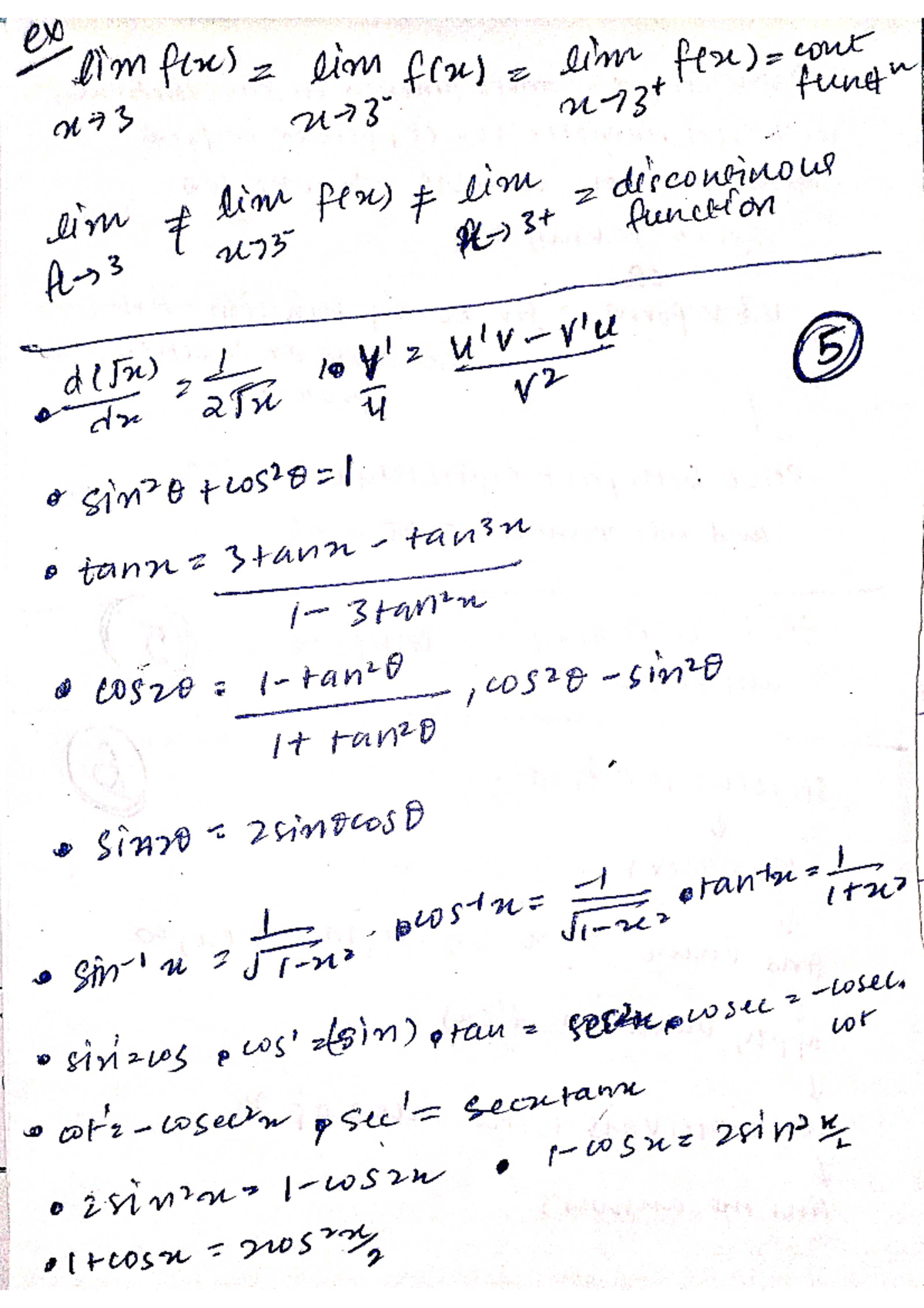 Maths Cheat sheets - ex limfex) lim f(x) lim fex): cont x73 funet lim f ...