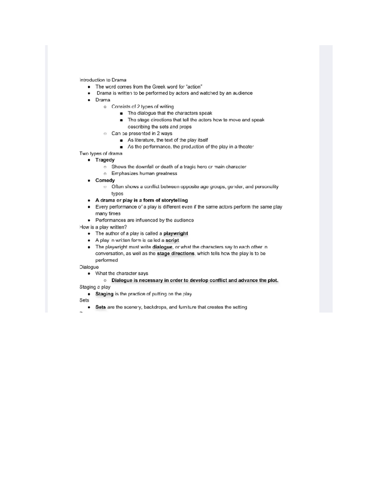 Drama notes - Studocu