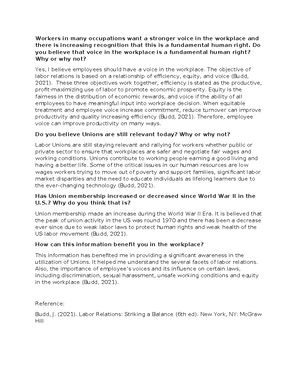 Labor relations - Assignment Week 1 List the four schools of thought ...