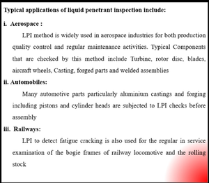 Advantages of liquid penetrant testing - ADVANTAGES OF LPI 1. High ...