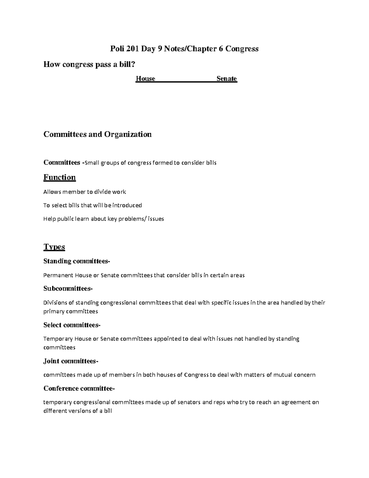 Chapter 6 2 - Congress - Poli 201 Day 9 Notes/Chapter 6 Congress How ...