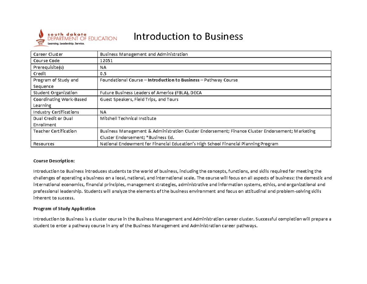 Intro-Business - business management - Introduction to Business Career ...