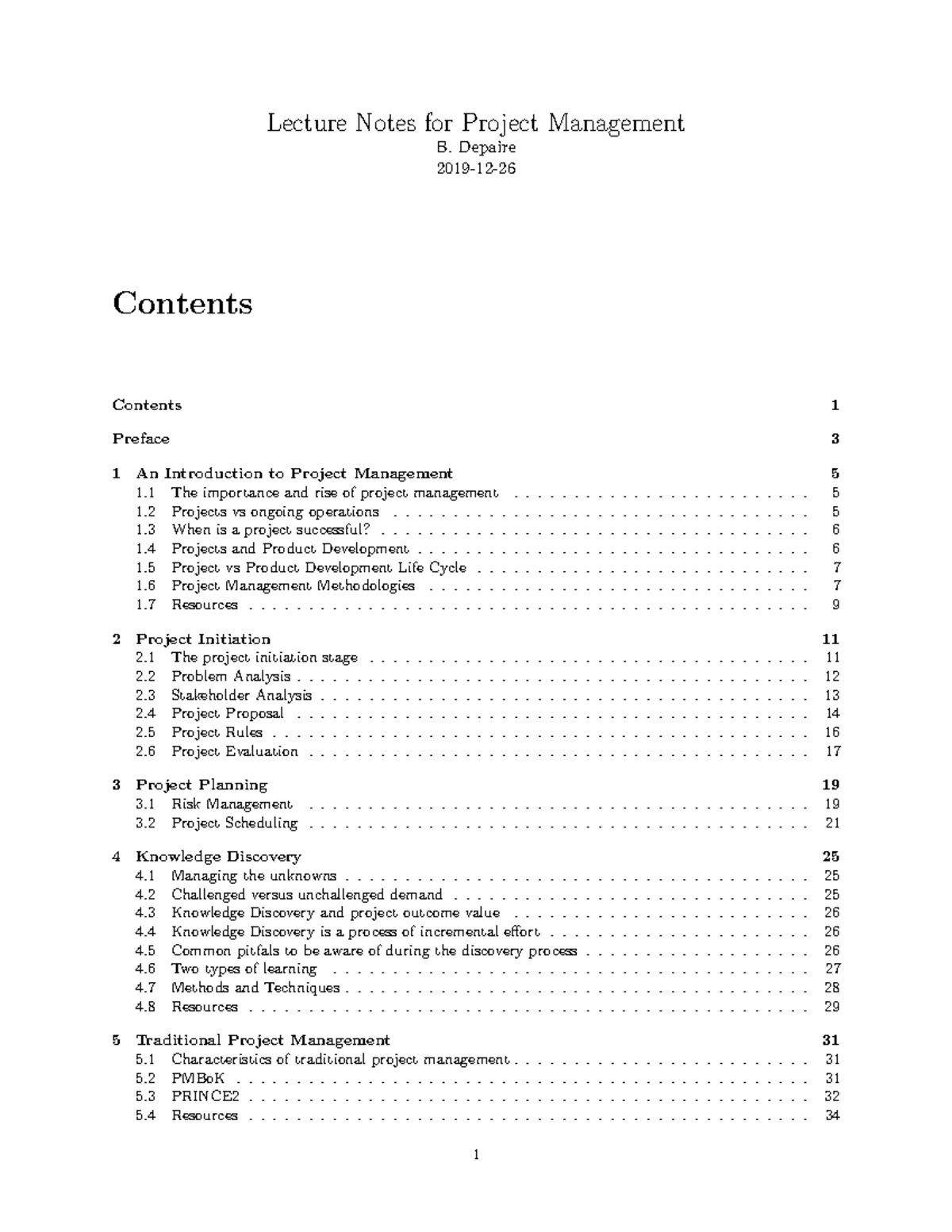Lecture notes project management - Lecture Notes for Project Management ...
