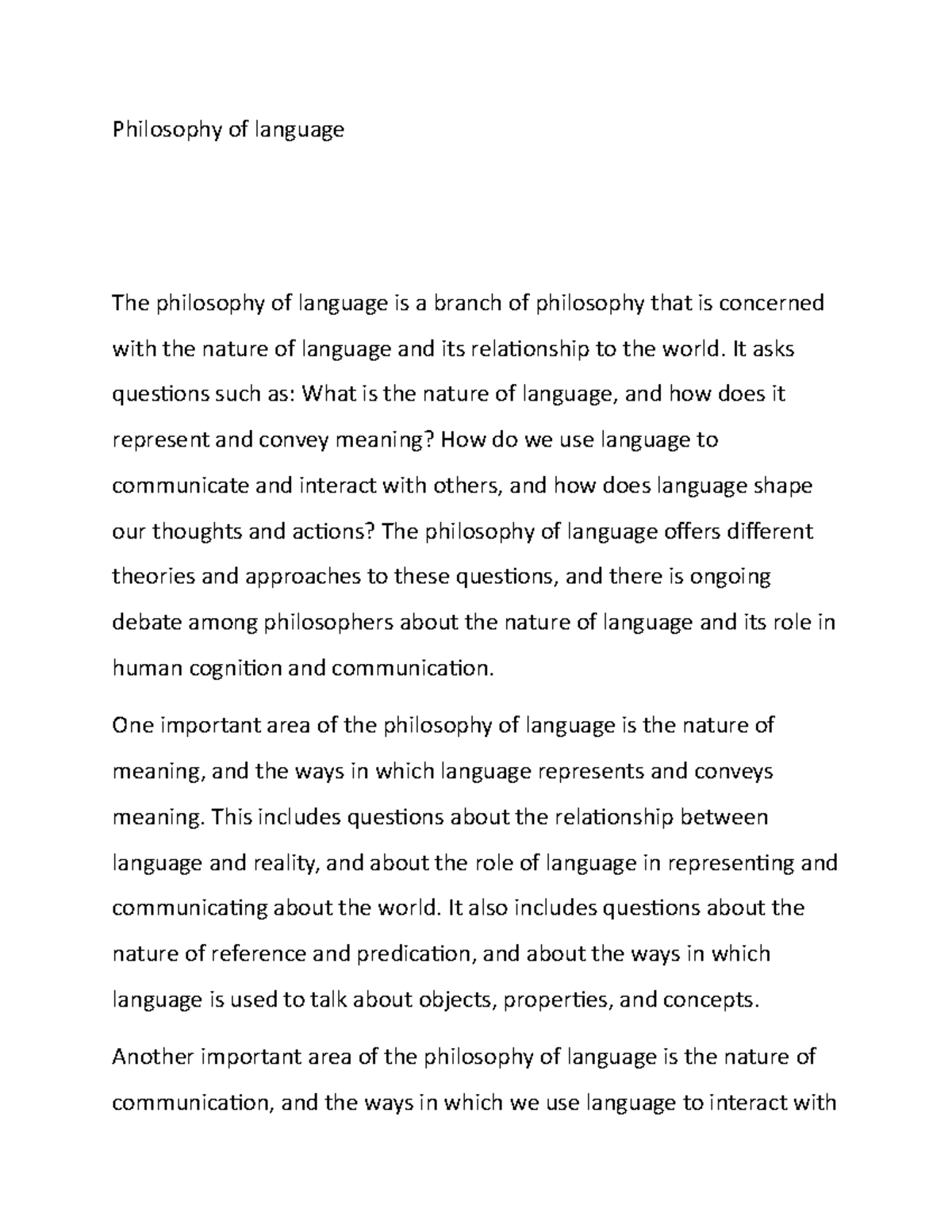 Philosophy of language - It asks questions such as: What is the nature ...