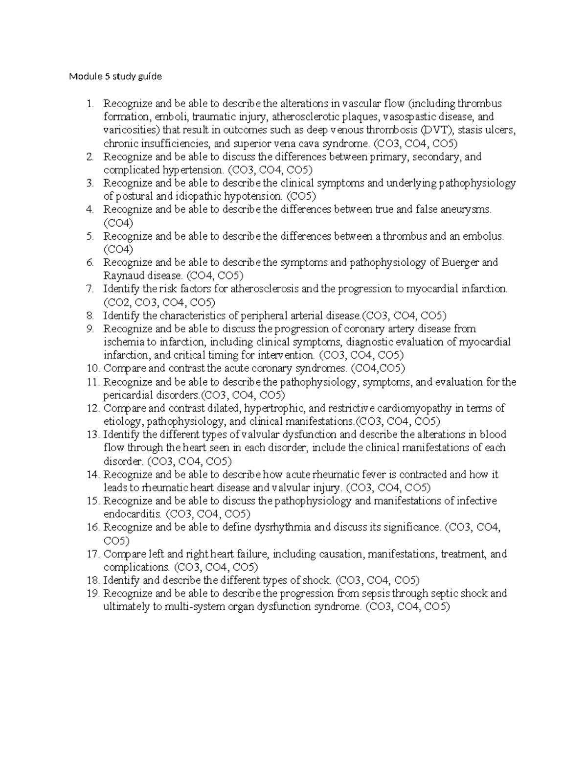 Module 5 study guide - Module 5 study guide 1. Recognize and be able to ...