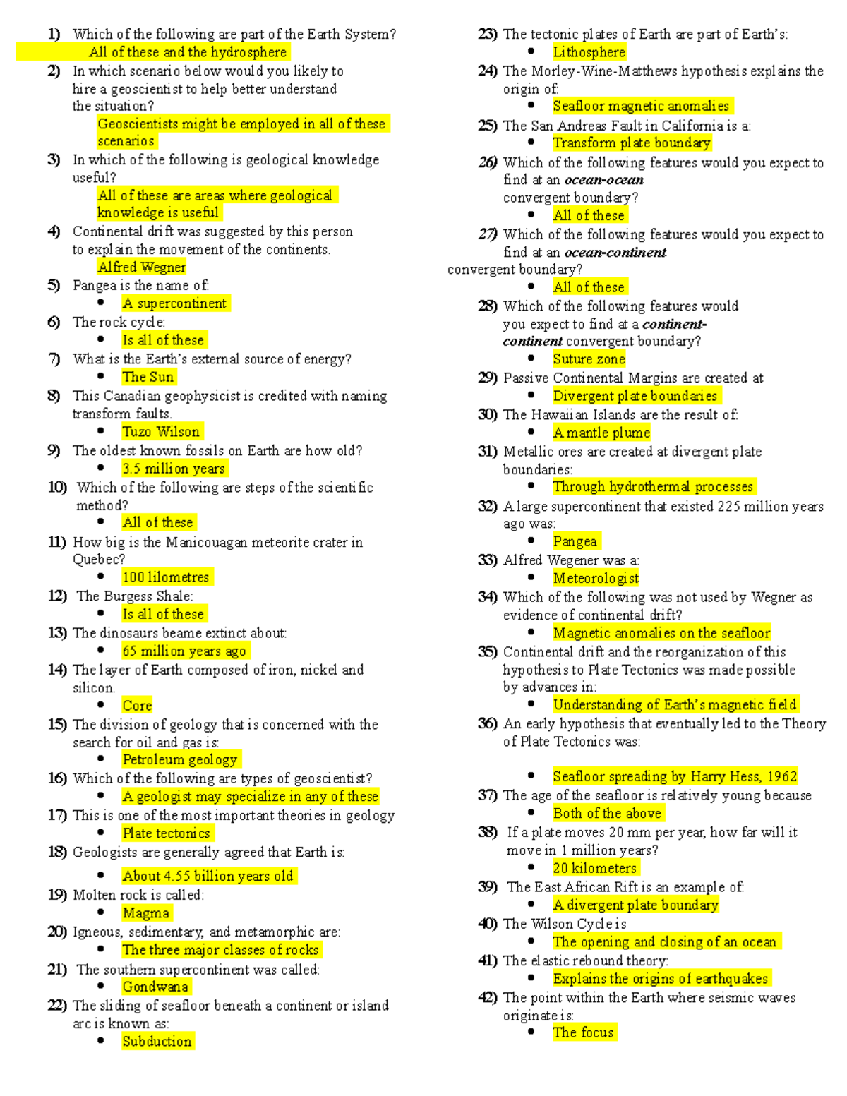 Sample/practice exam 2017, questions and answers - 1) Which of the ...