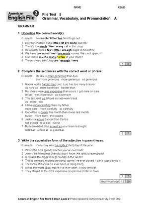 AEF3e Level 3 filetest 1A - Grammar, Vocabulary, and Pronunciation A ...