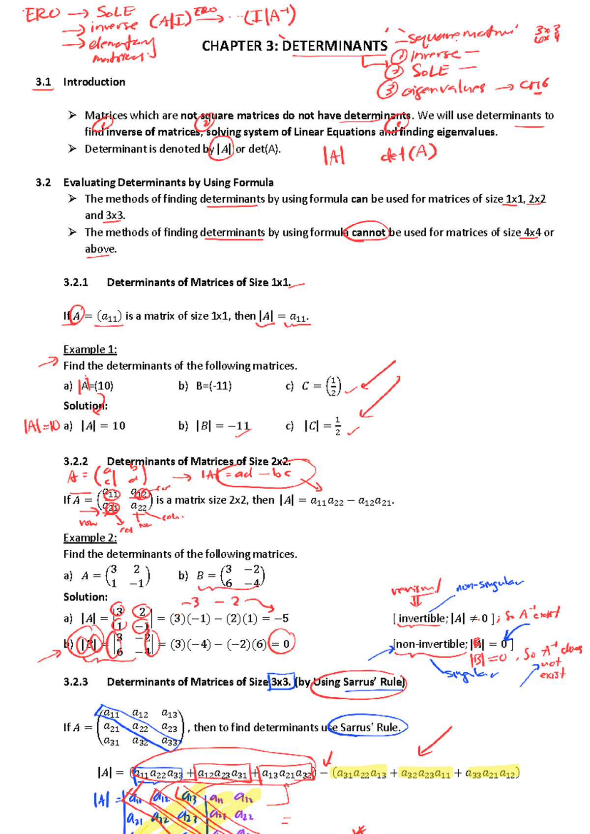 Notes 240417 161559 - CHAPTER 3: DETERMINANTS 3 Introduction Matrices ...