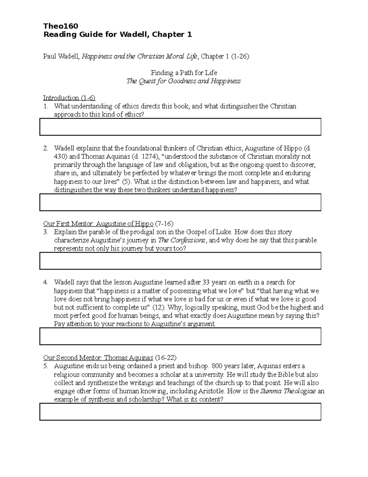 Wadell Chapter 1 Reading Guide - Theo Reading Guide for Wadell, Chapter ...