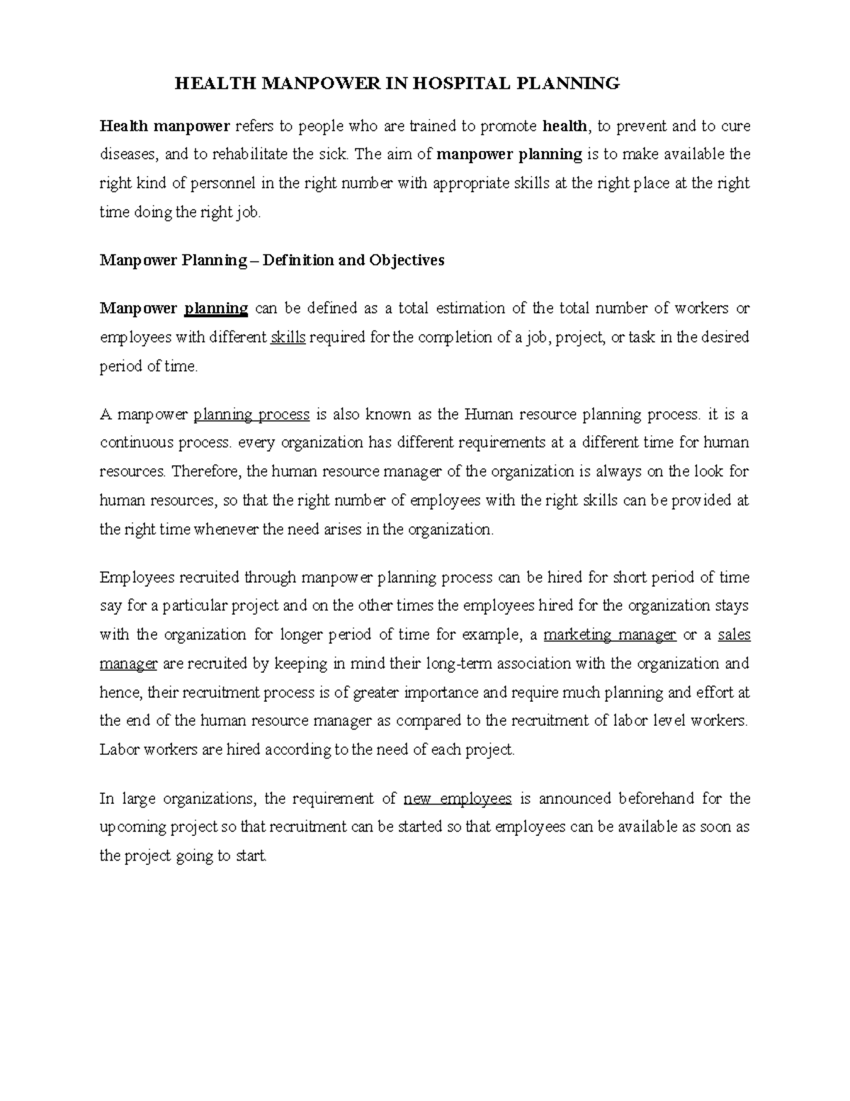 Health Manpower in Hospital Planning - HEALTH MANPOWER IN HOSPITAL ...