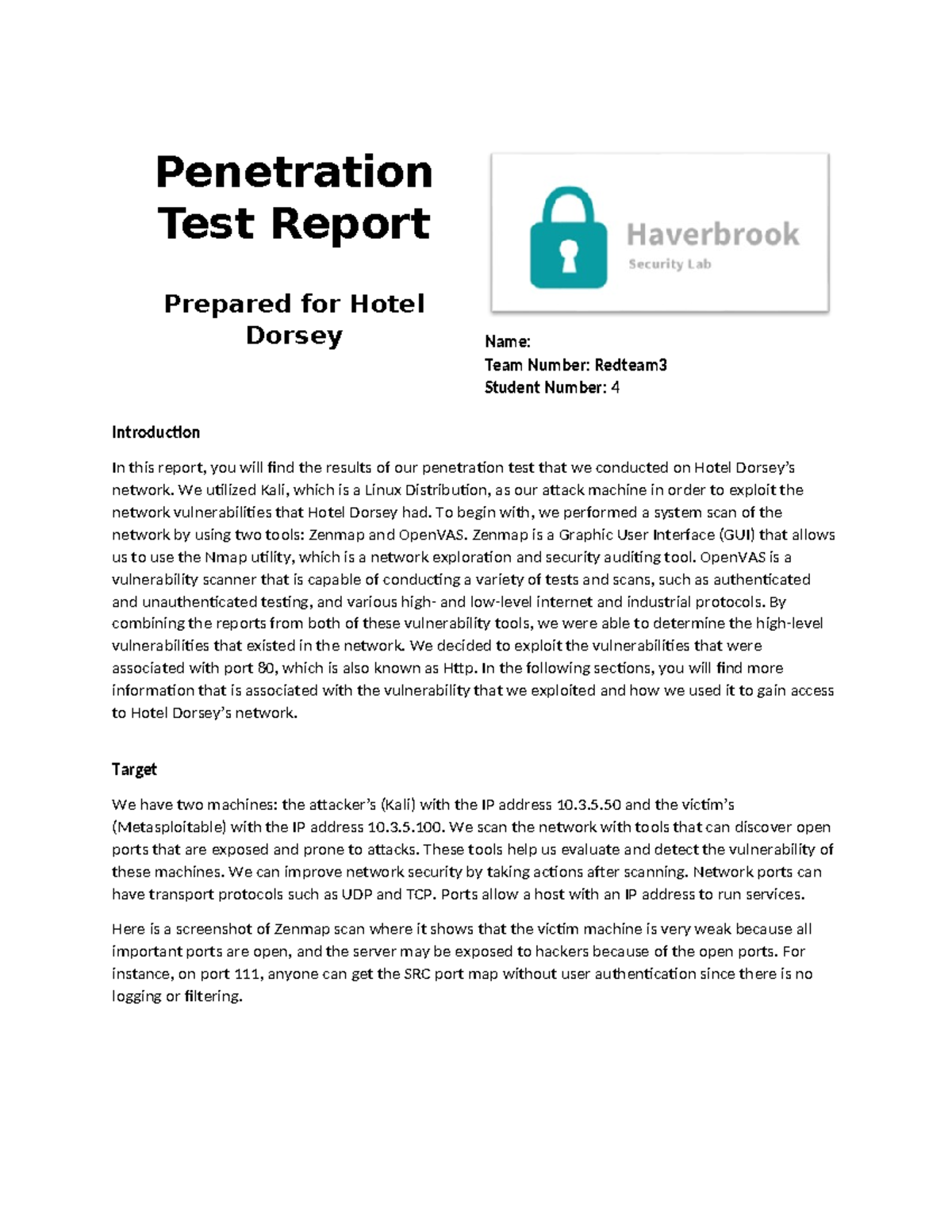 Penetration Test Report Sa - Penetration Test Report Prepared for Hotel ...