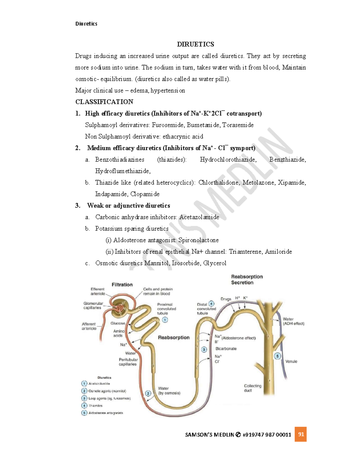 Diuretics - Easy points , easy to memorise Pictures figures etc are ...
