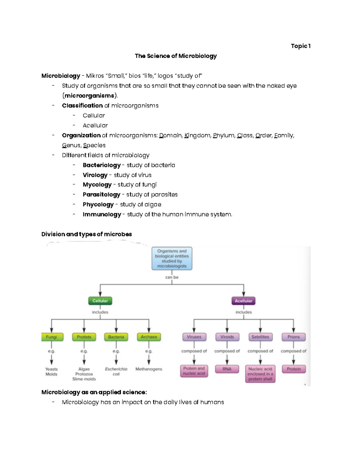 Micropara- Notes - micro parasitology note from lecture - Topic 1 The ...