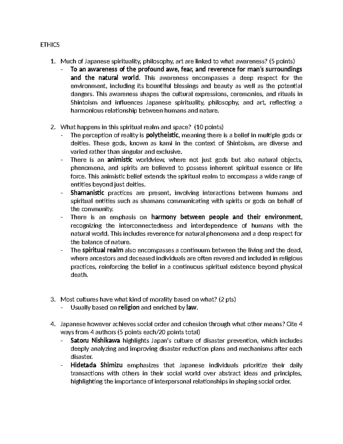 Ethics - ETHICS Much of Japanese spirituality, philosophy, art are ...