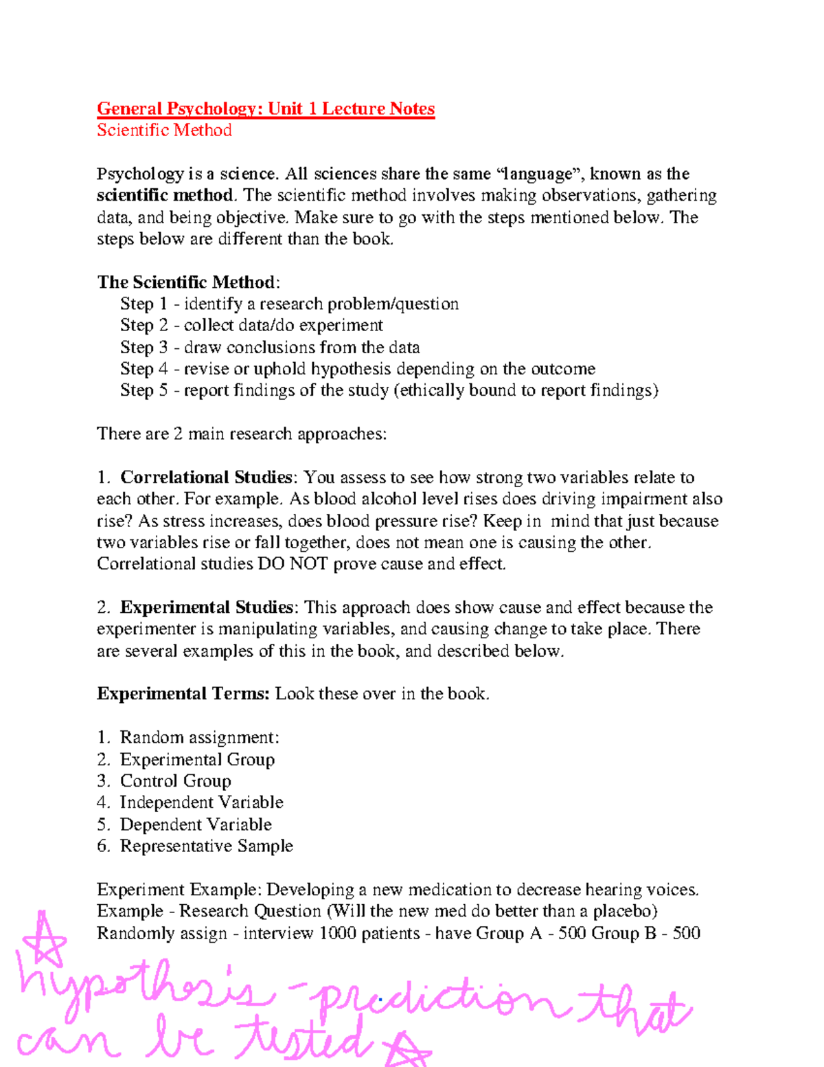 PSY chapter one scientific method - General Psychology: Unit 1 Lecture ...