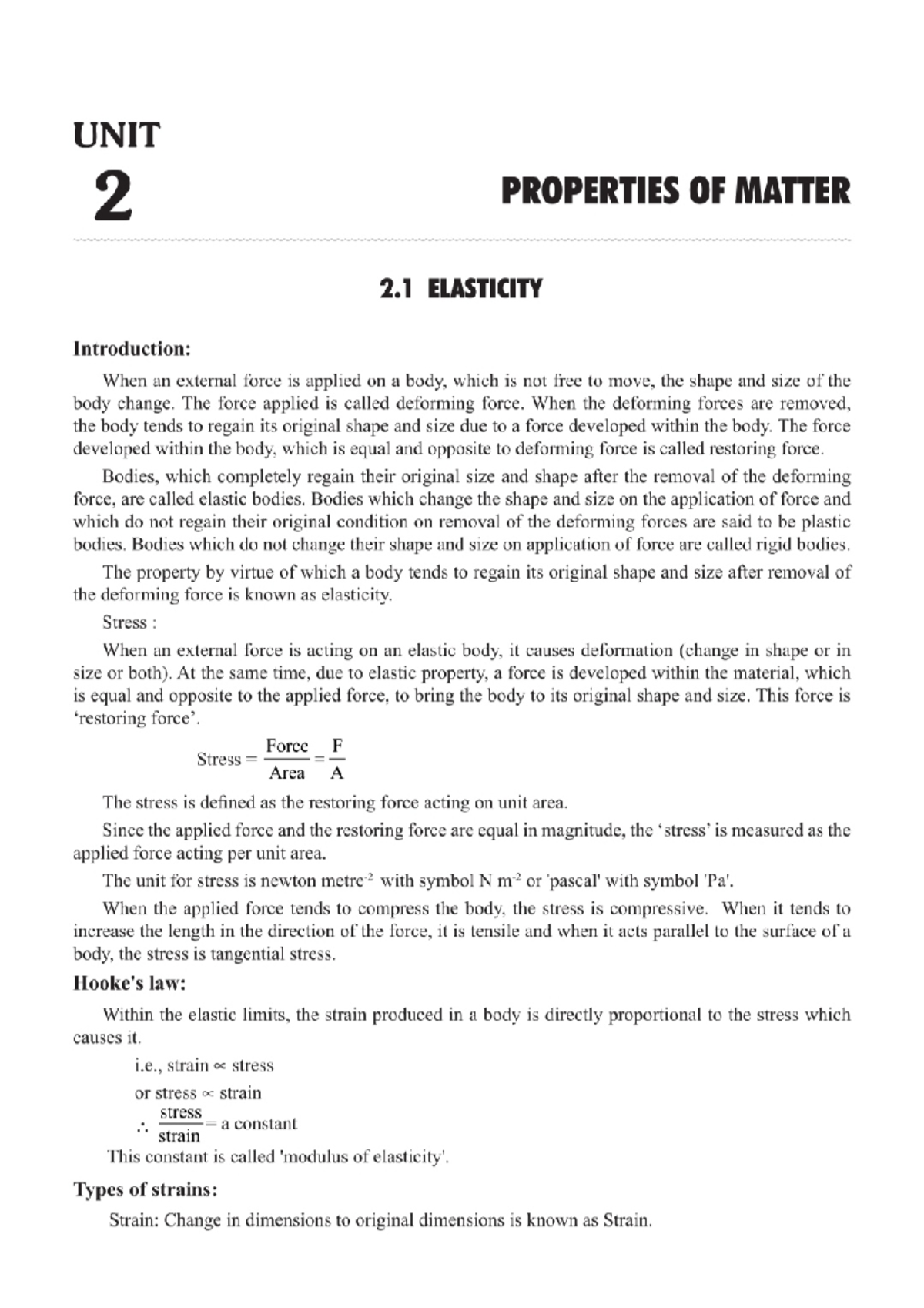 Image to pdf unit2 - elasticity, viscosity,surface tention - Physics - Studocu