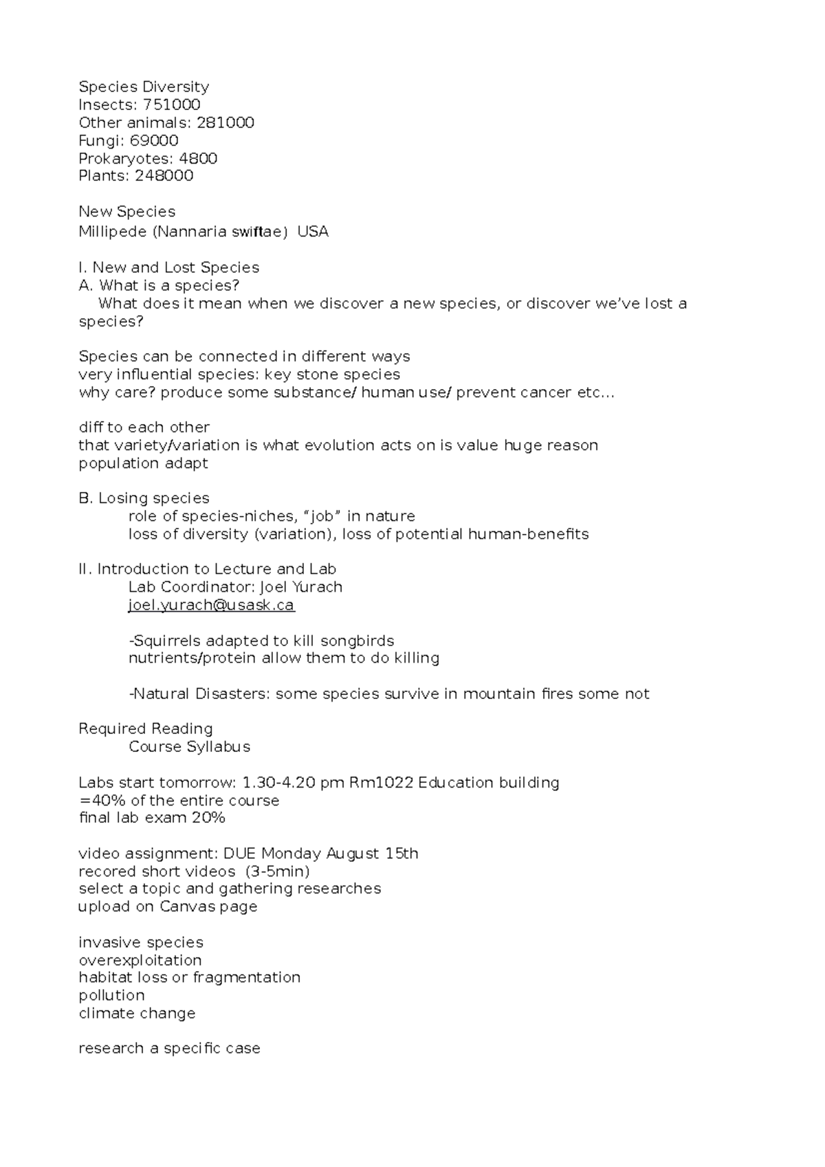 Module 1 What is Biology - Biol 121 - U of S - StuDocu