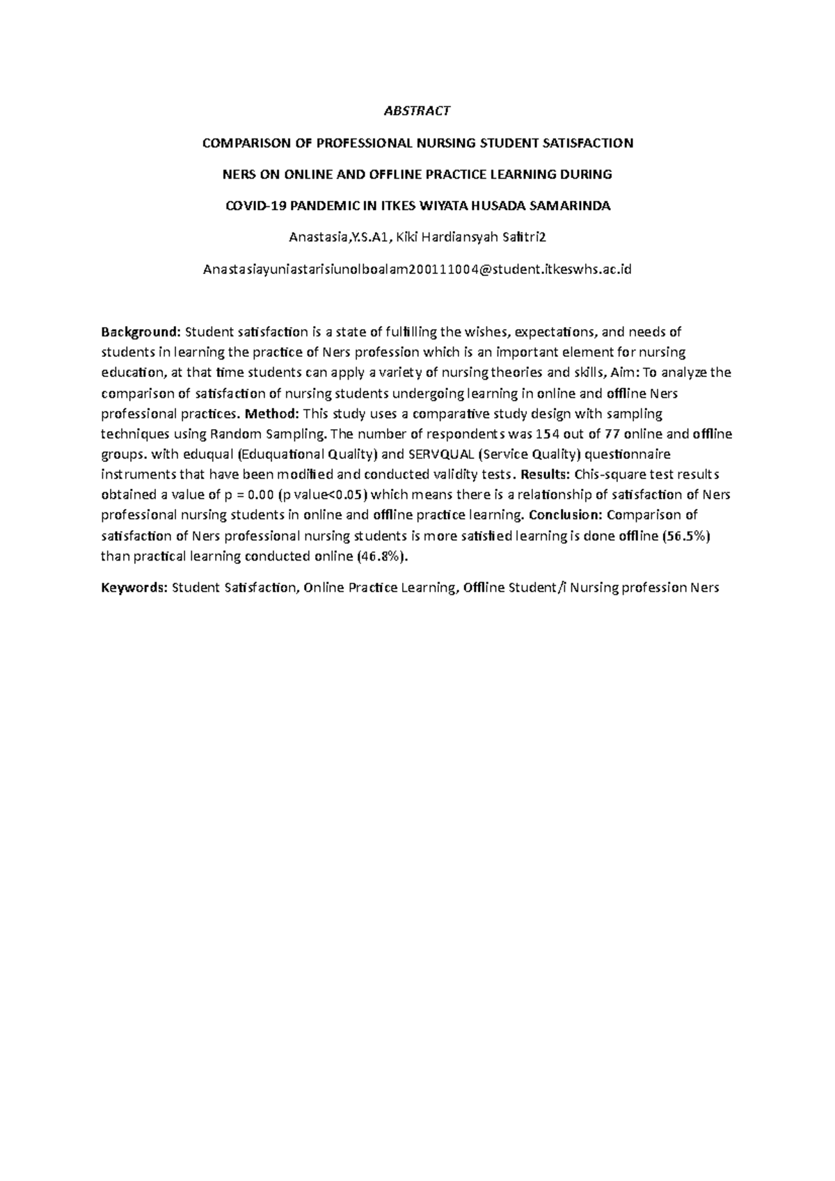 Abstract - fhgdjtryt,u - ABSTRACT COMPARISON OF PROFESSIONAL NURSING ...