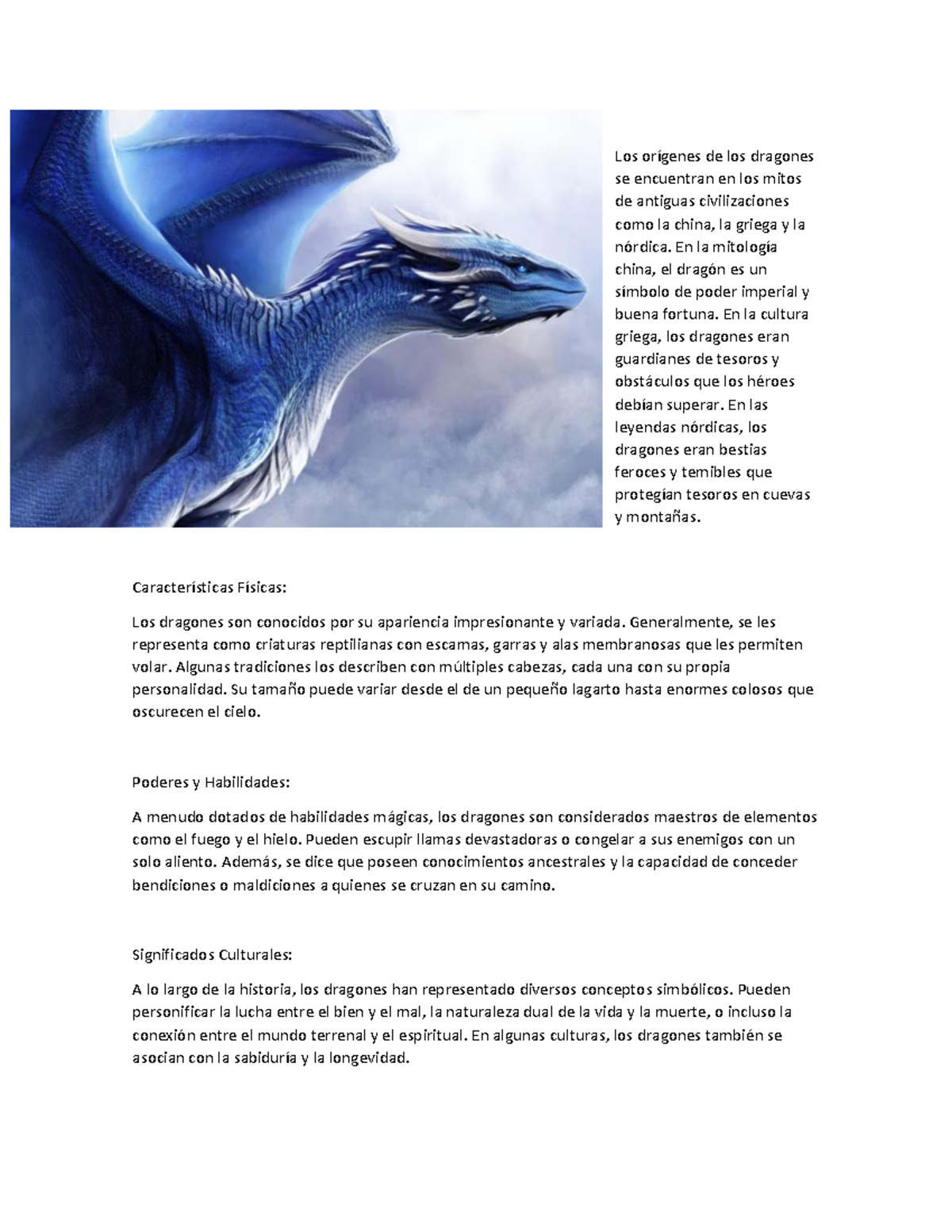 Dragones - resumen - Los orígenes de los dragones se encuentran en los ...