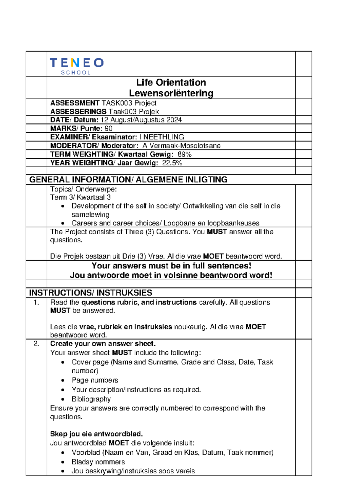 LIFE SBA01 TASK003 090 - Life Orientation Detailed Project Scope - Life ...