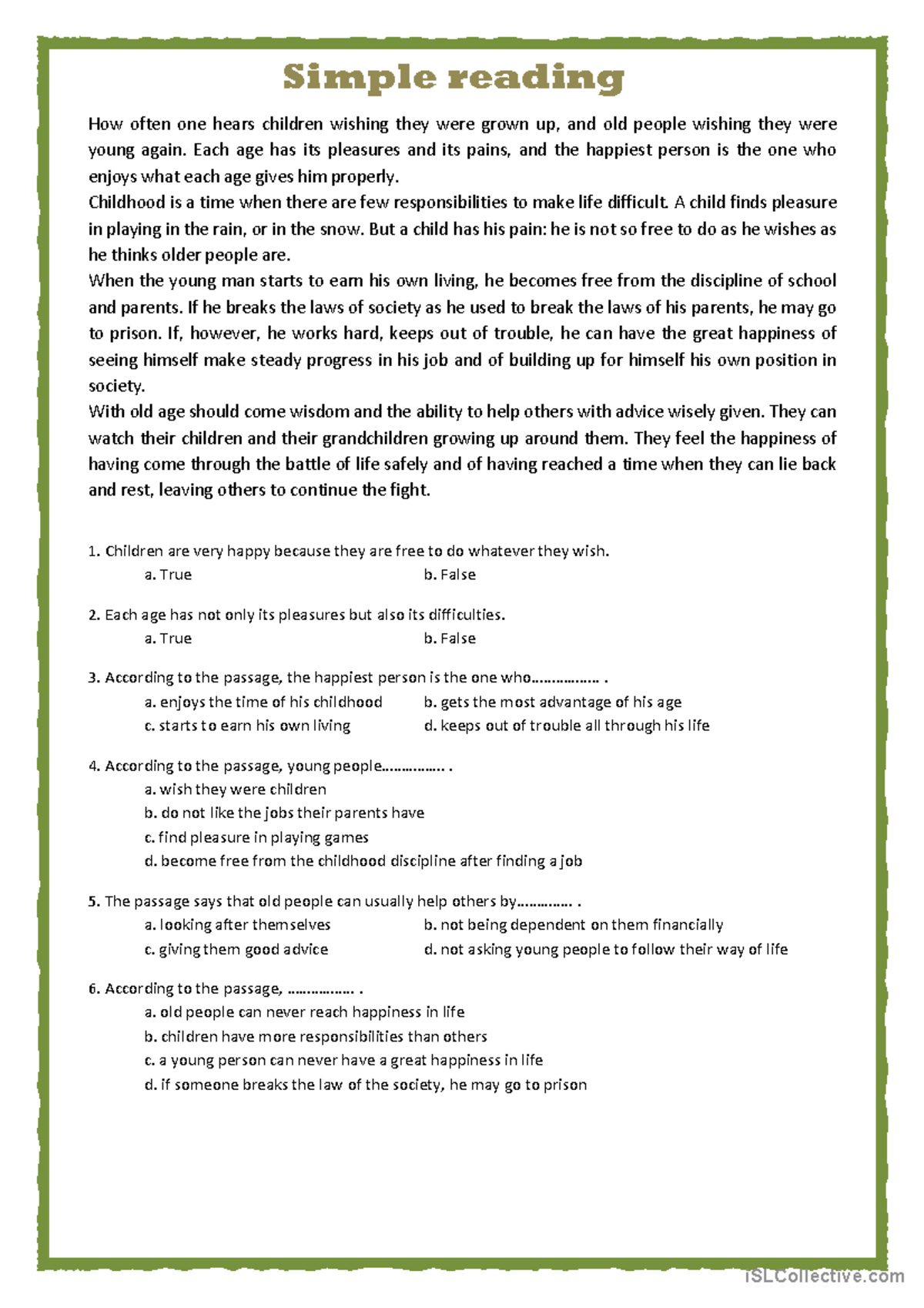 Simple Reading - INGLÉS 2 ESO - How often one hears children wishing ...